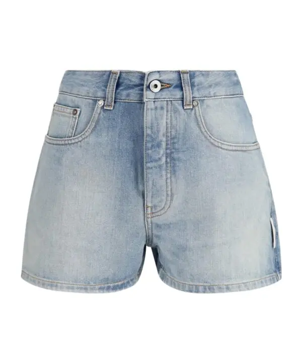 Off-White Denim Shorts With Belt Loops - Gray
