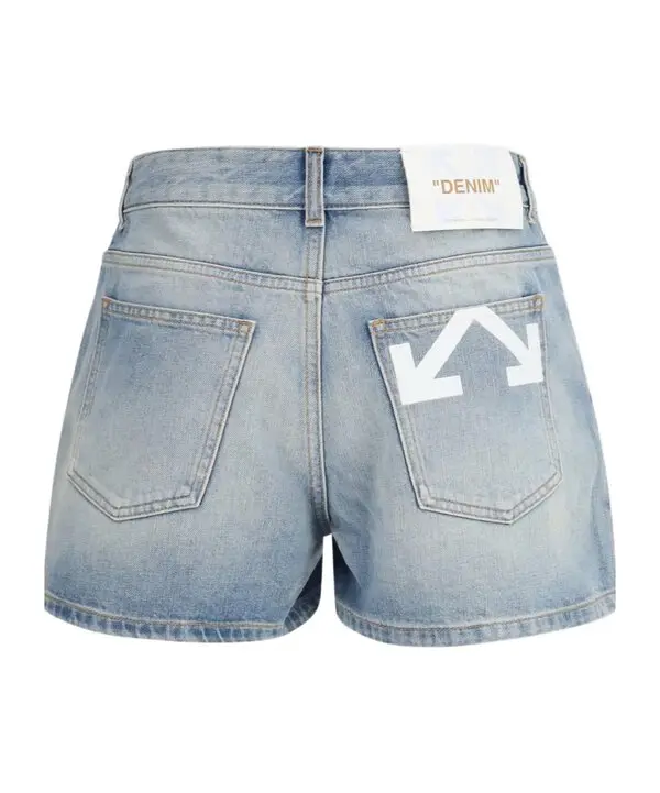Off-White Denim Shorts With Belt Loops - Gray
