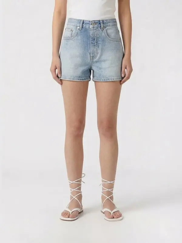 Off-White Denim Shorts With Belt Loops - Gray