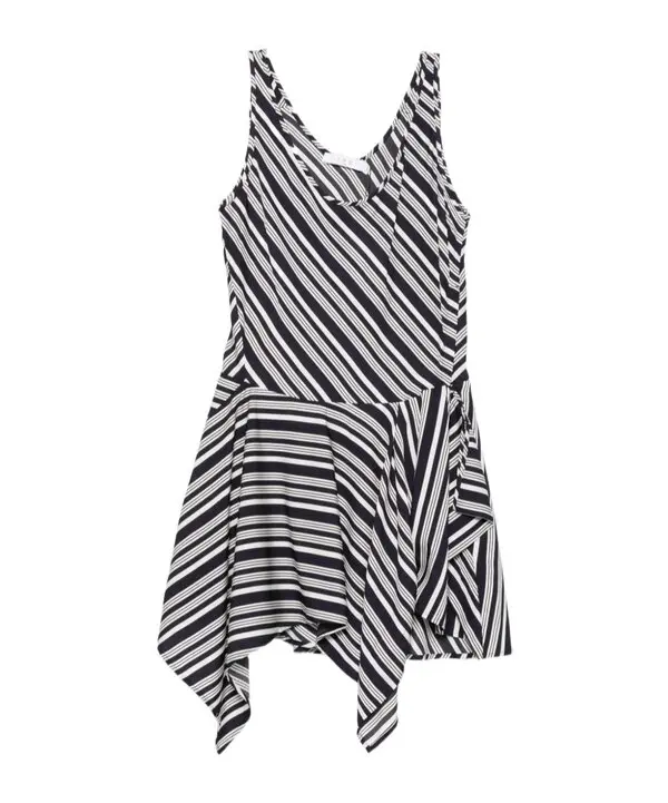 IRO PARIS Asymmetrical Striped V-neck Sleeveless Dress