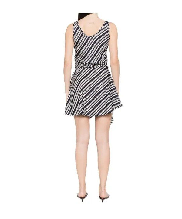 IRO PARIS Asymmetrical Striped V-neck Sleeveless Dress