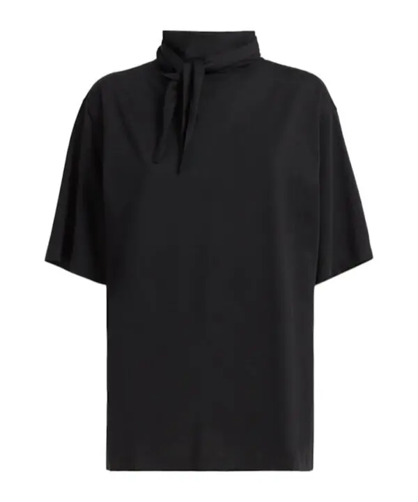 LEMAIRE Crewneck T-shirt With Scarf Detail - Black