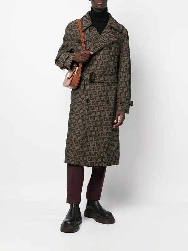 Fendi Ff Motif Belted Trench Coat