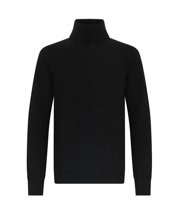 ROBERTO COLLINA Ribbed High Neck Knitted Sweater - Black