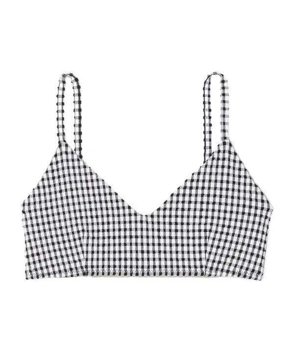 RÓHE Gingham Seersucker Bralette - Grey
