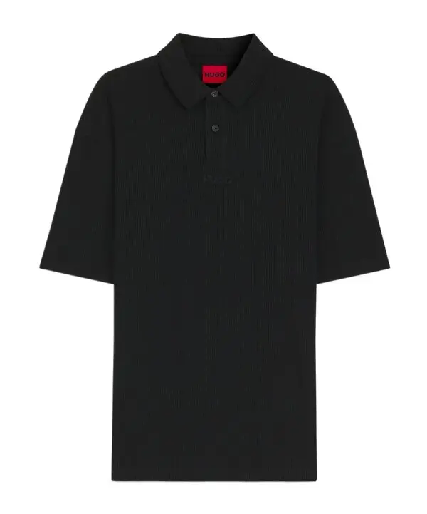 Hugo Boss Waffle-structured Polo Shirt In Cotton