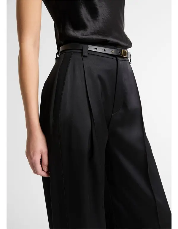 Vince High-waist Pleated Straight-leg Trousers