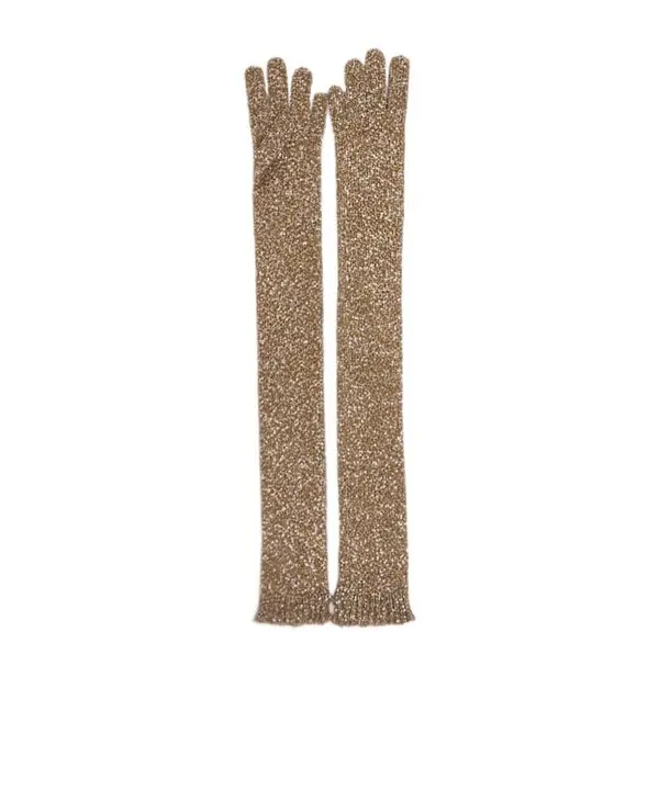Brunello Cucinelli Long Sequined Gloves - Brown