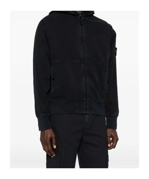 Stone Island Hooded Zip Sweatshirt - Blue