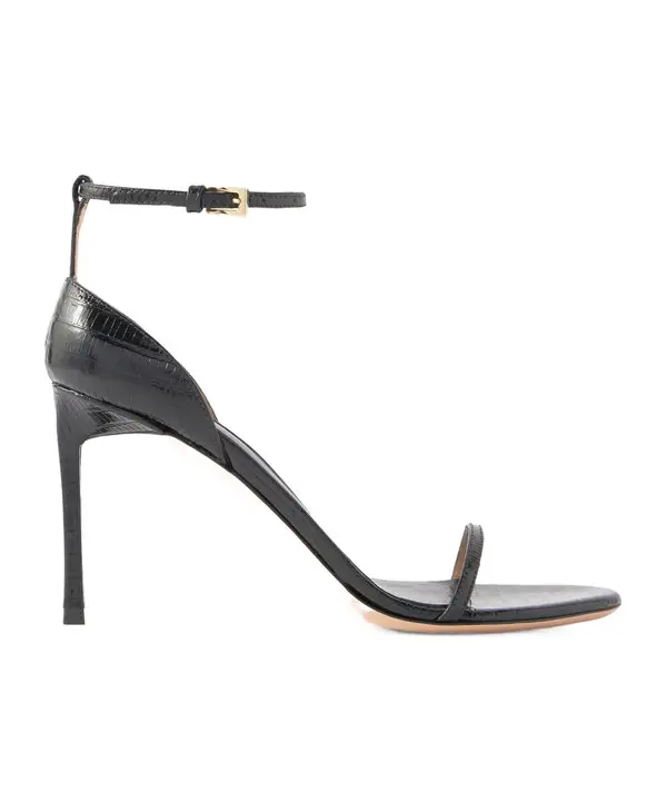 TOM FORD Vertigo 85 Croc-embossed Leather Stiletto Sandals - Black