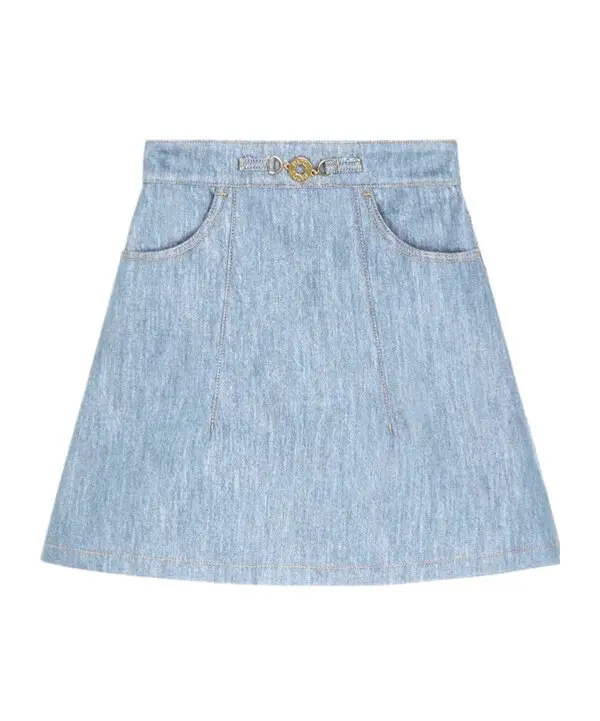 PATOU High-waist A-line Denim Mini Skirt