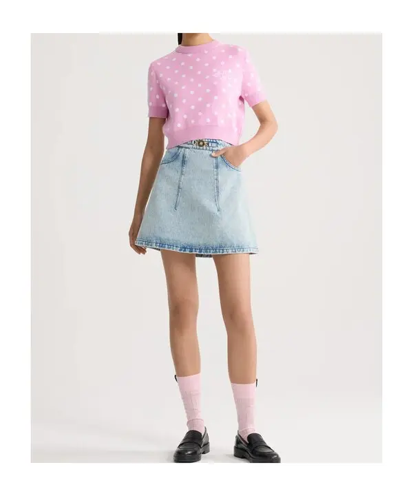 PATOU High-waist A-line Denim Mini Skirt