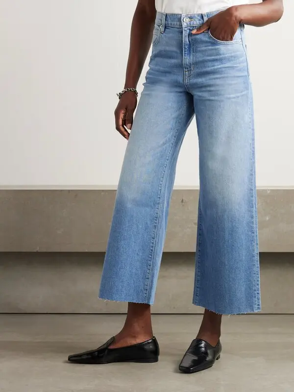 SLVRLAKE Grace Cropped High-rise Wide-leg Jeans - Blue