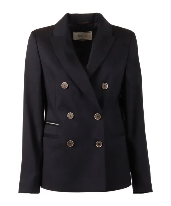 Peserico Double-breasted Peak Lapel Blazer - Black