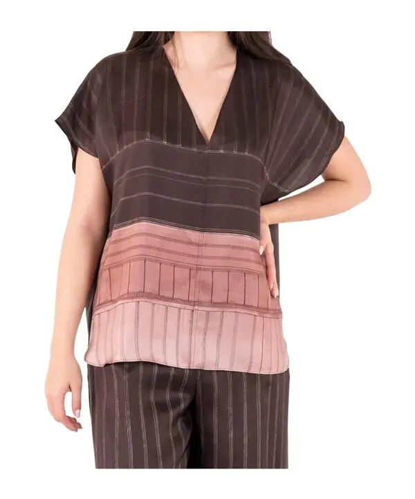 ALYSI V-neck T-shirt With Asymmetrical Hem