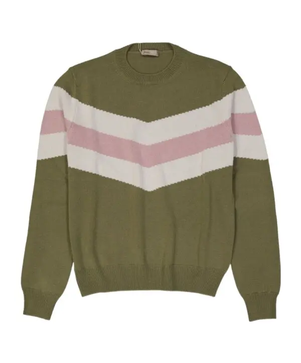 Herno Chevron Pattern Knit Sweater - Olive Green