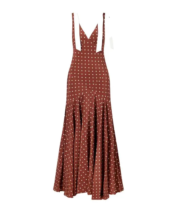 RODARTE Polka-dot Silk-crepe Midi Dress - Red