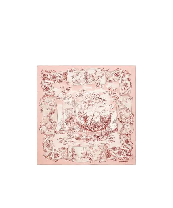 FERRAGAMO Ethnic Print Silk Foulard - Pink