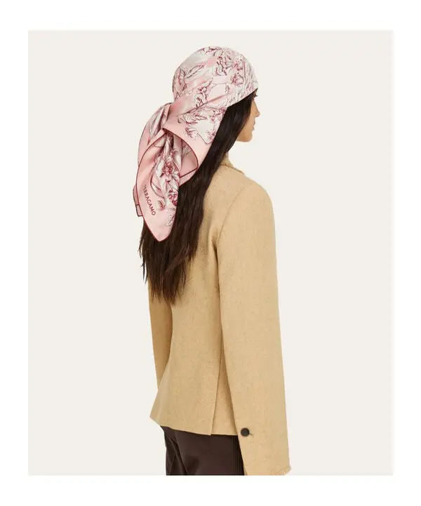 FERRAGAMO Ethnic Print Silk Foulard - Pink