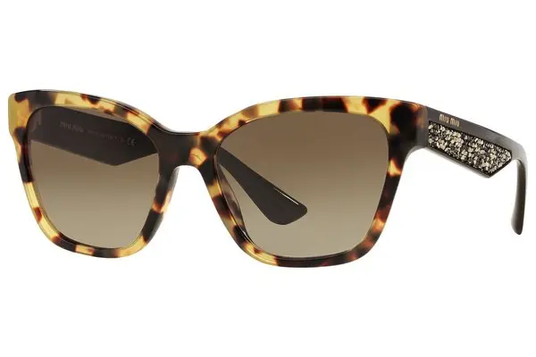 Miu Miu Logo Embellished Sunglasses - Brown