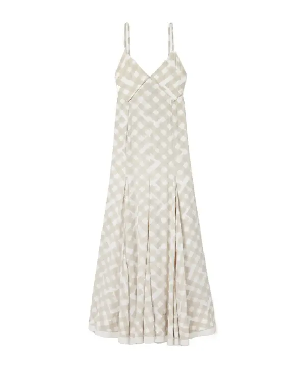 Proenza Schouler Plaid Pleated Maxi Dress - White