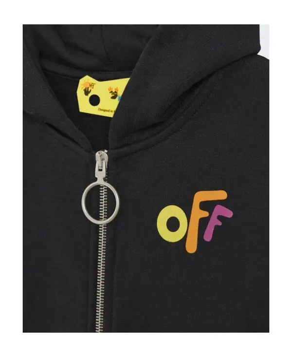 Off-White Logo Print Full Zip Hoodie