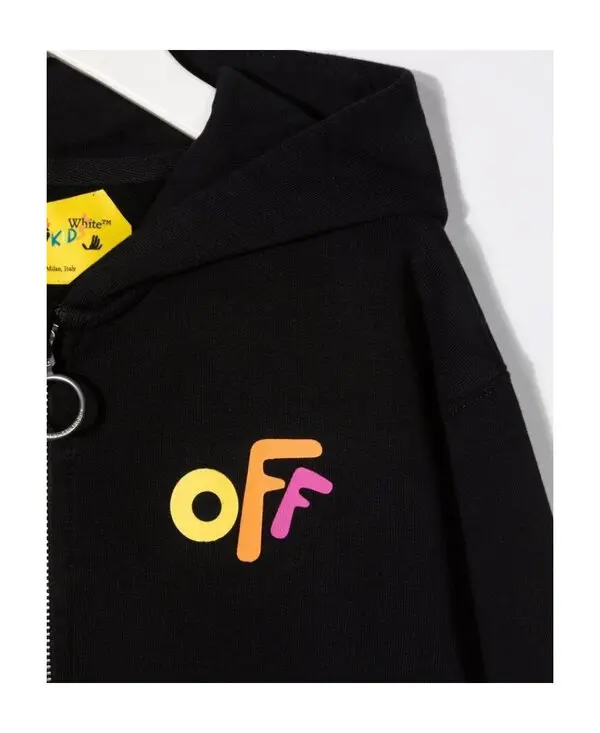 Off-White Logo Print Full Zip Hoodie