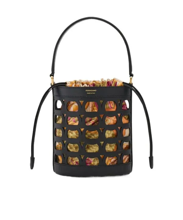 FERRAGAMO Gancini Bucket Bag - Black/multicolor