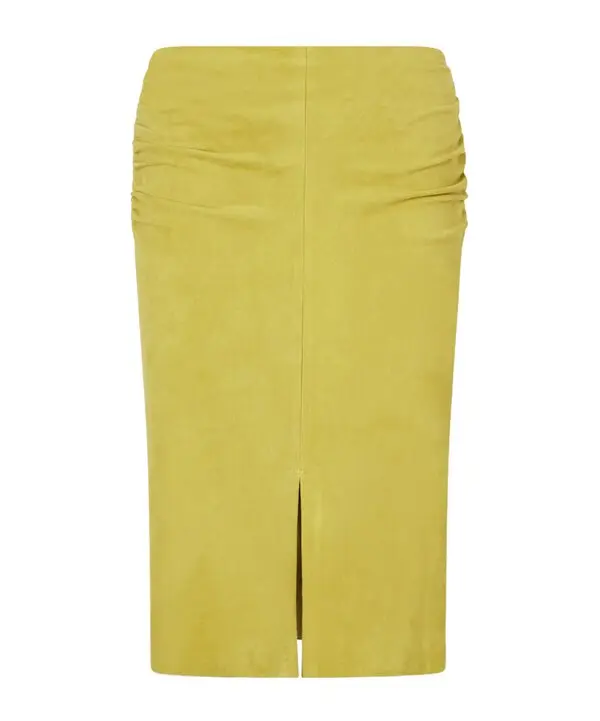 Stouls Ruched Suede Midi Skirt - Yellow