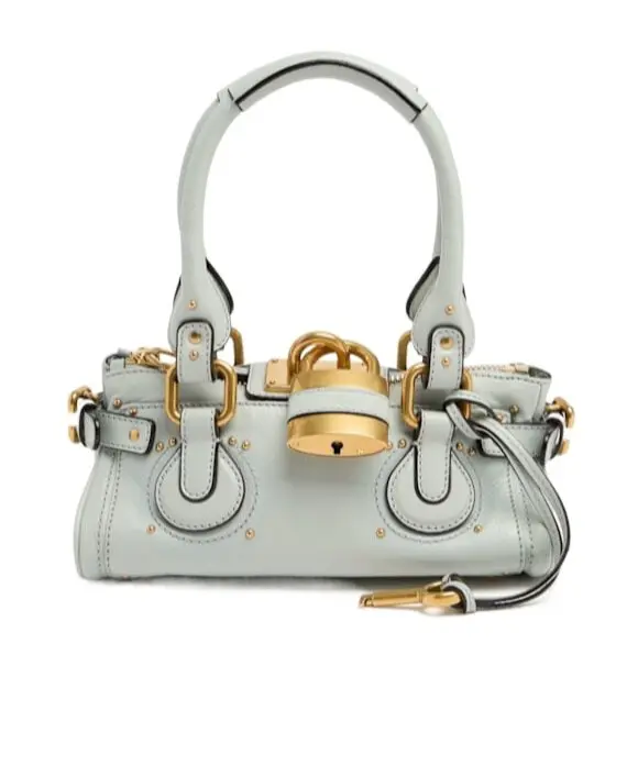 Chloé Paddington Grain Leather Shoulder Bag - Gray