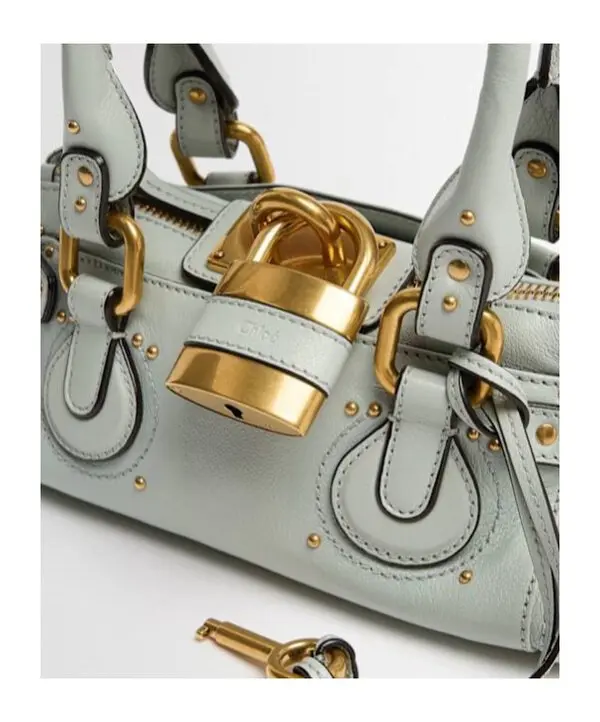 Chloé Paddington Grain Leather Shoulder Bag - Gray