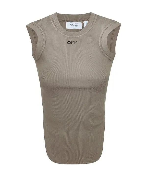 Off-White Sleeveless Logo T-shirt - Beige