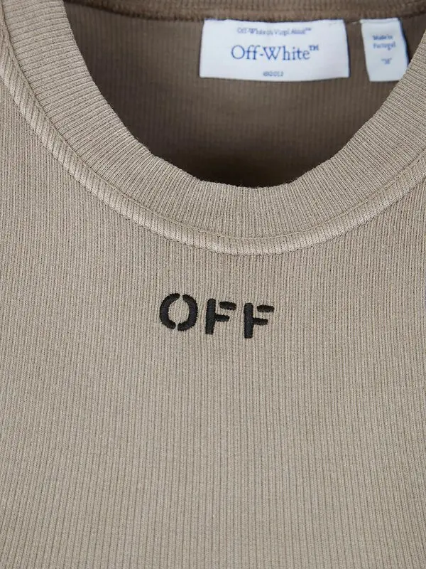 Off-White Sleeveless Logo T-shirt - Beige
