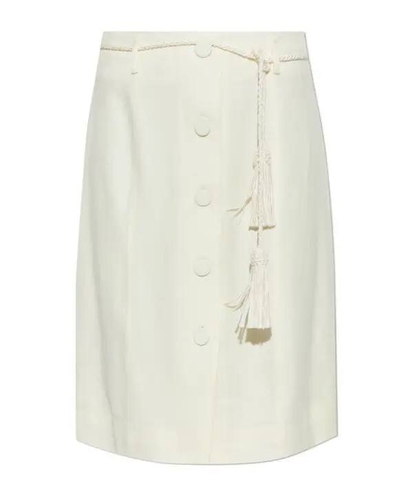 Posse Belted Midi Skirt - White
