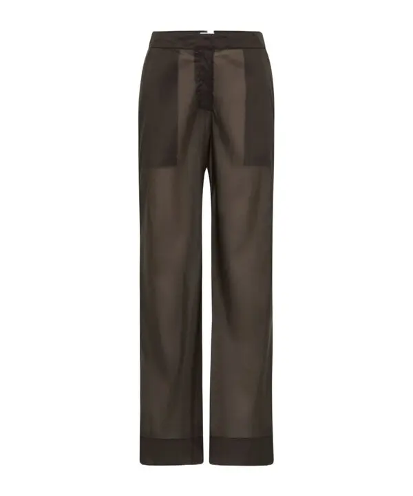 ST. AGNI Organza Wide-leg Pants - Black