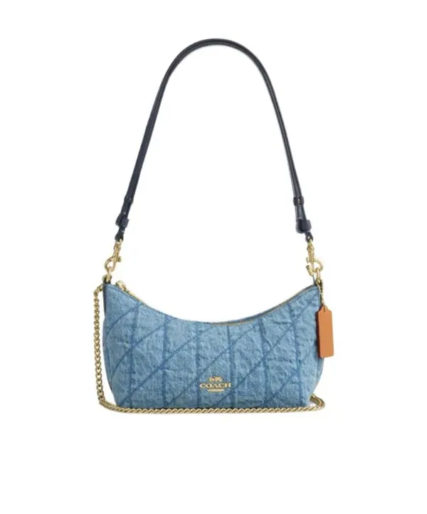 COACH Caitlin Quilted Shoulder Bag - Gold/indigo