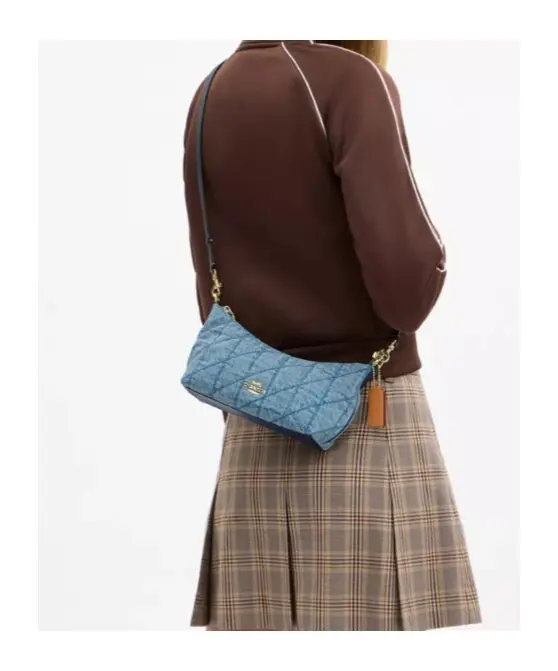 COACH Caitlin Quilted Shoulder Bag - Gold/indigo