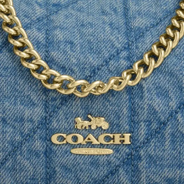 COACH Caitlin Quilted Shoulder Bag - Gold/indigo