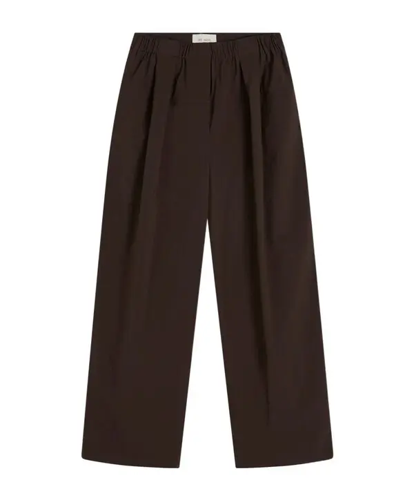 ST. AGNI Elastic Waist Pleated Wide-leg Trousers - Black