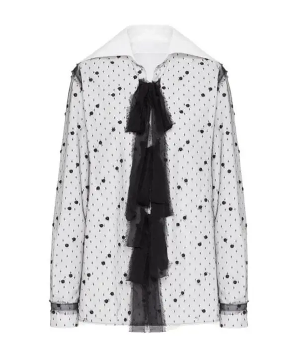 Valentino Garavani Lace Overlay Cotton Shirt - White