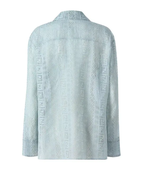 Fendi Long-sleeved Burnout Pequin Shirt