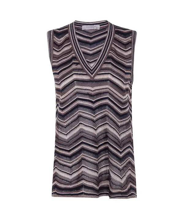 D.exterior Chevron V-neck Knitted Sleeveless Top
