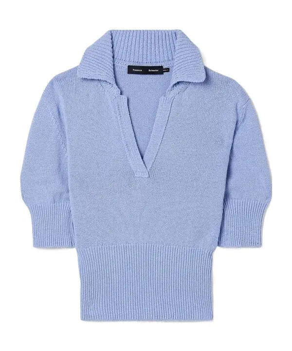 Proenza Schouler Reeve Knitted Polo Shirt - Light Blue
