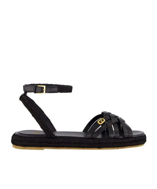 Valentino Garavani Vlogo Signature Interwoven Sandals - Black