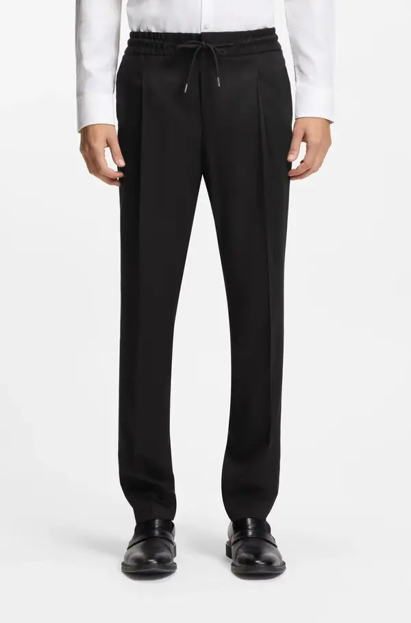 Hugo Boss Slim Fit Pleated Drawstring Casual Pants
