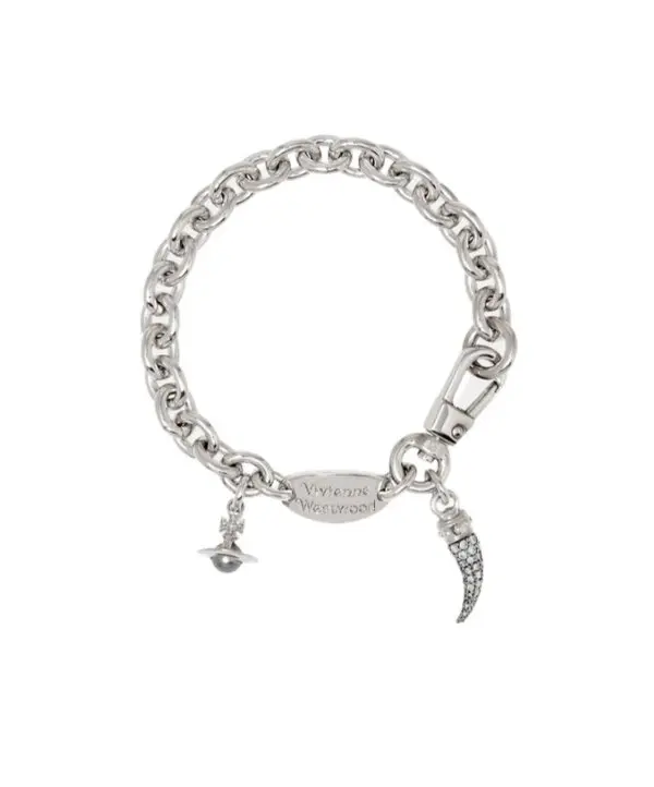 VIVIENNE WESTWOOD Ernest Bracelet - Platinum/black Patina/white Cubic Zirconia/gray Pearl