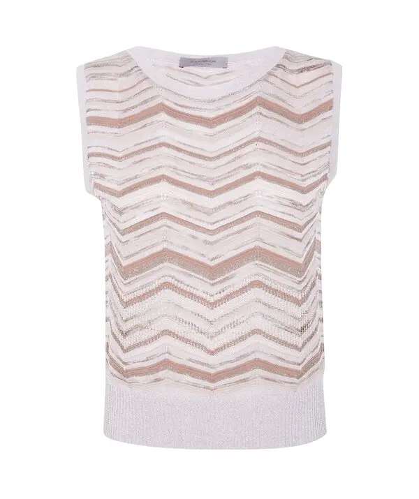 D.exterior Sleeveless Knitted Top With Chevron Pattern - Shell