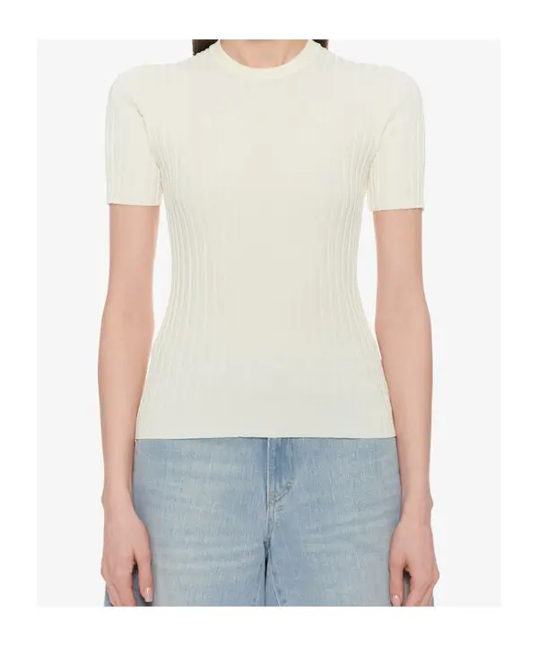 Ami Ribbed Short-sleeve Knit Top