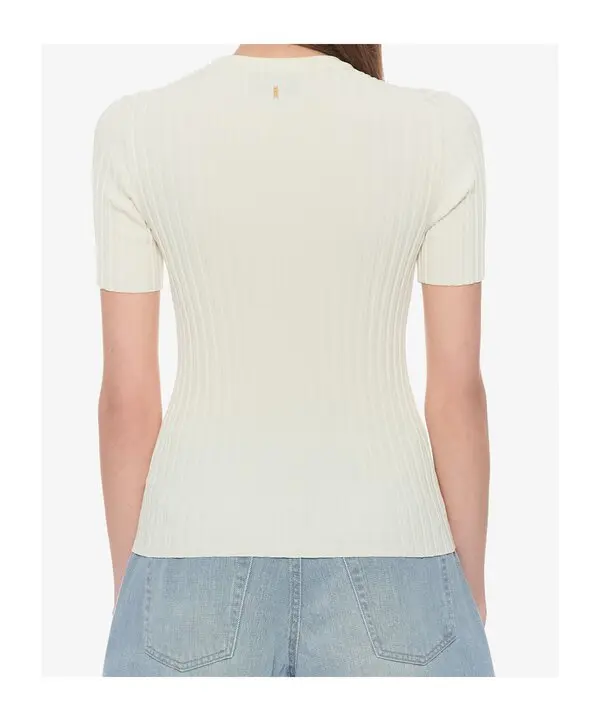 Ami Ribbed Short-sleeve Knit Top