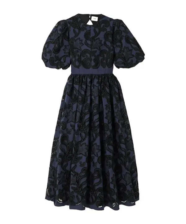 Erdem Backless Pleated Dress - Navy Blue